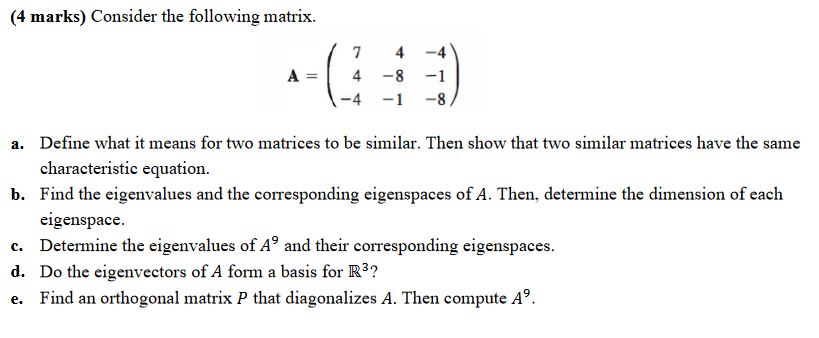 Solved (4 ﻿marks) ﻿Consider the following | Chegg.com