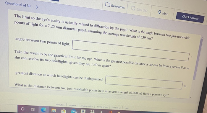 Solved Question 6 of 30 > Resources [ Give Up? Hint Check | Chegg.com
