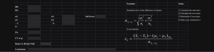 Tasks: 1) Construct the null and alternative | Chegg.com