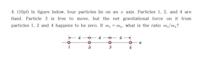 Solved 4. (10pt) In figure below, four particles lie on an x | Chegg.com