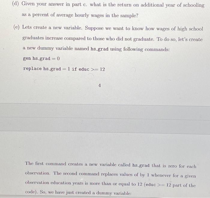 Solved 2. (10 points) Download the dataset called "WAGE1" | Chegg.com