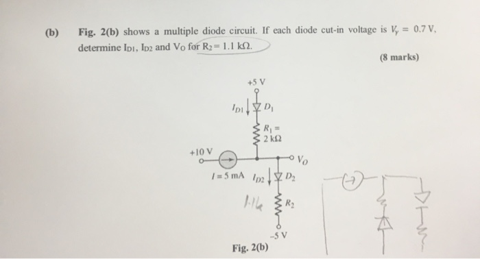 Solved (b) Fig. 2(b) shows a multiple diode circuit. If each | Chegg.com