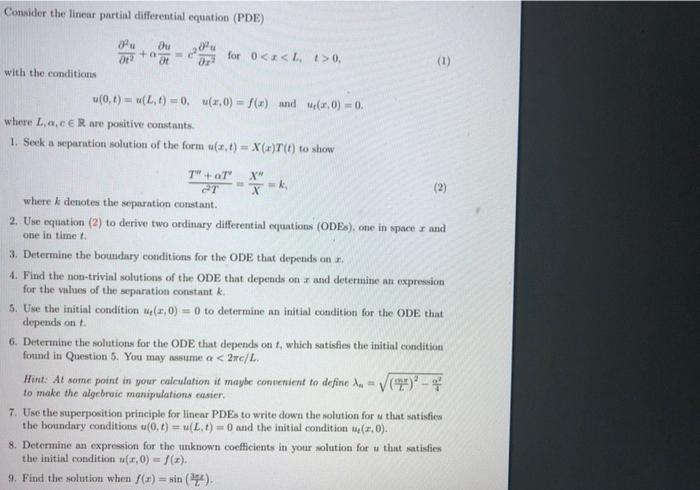 Solved Consider the linear partial differential equation | Chegg.com