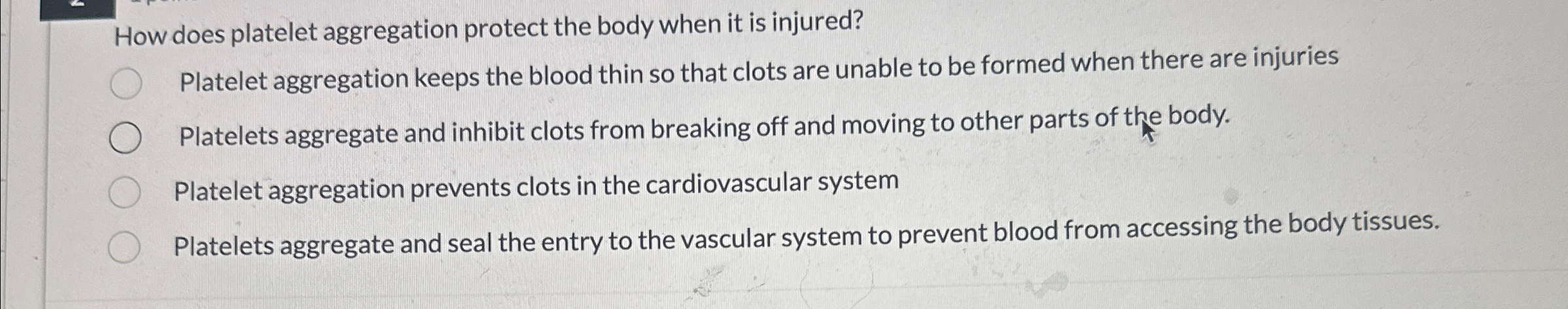 Solved How does platelet aggregation protect the body when | Chegg.com