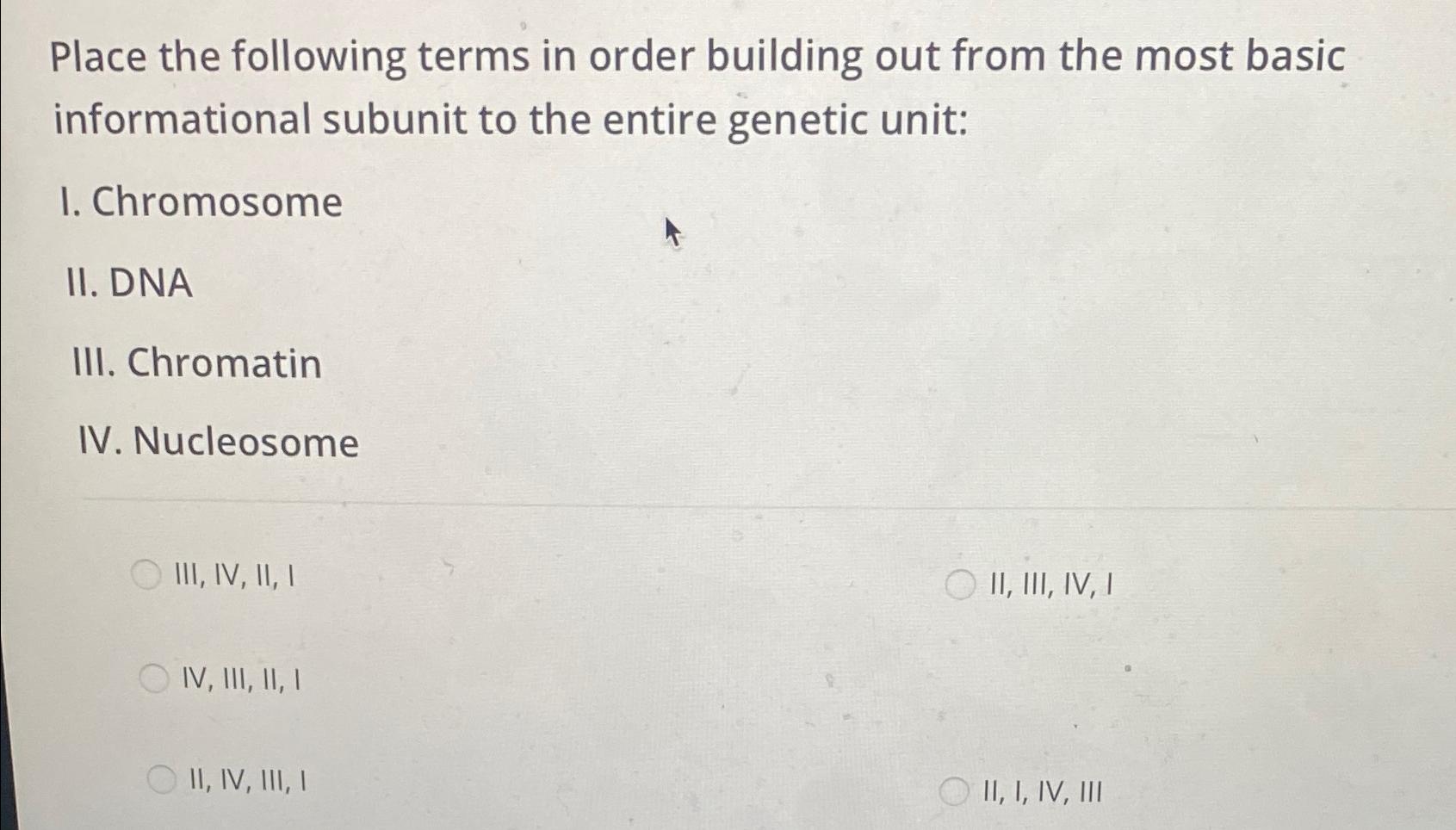 Solved Place the following terms in order building out from | Chegg.com
