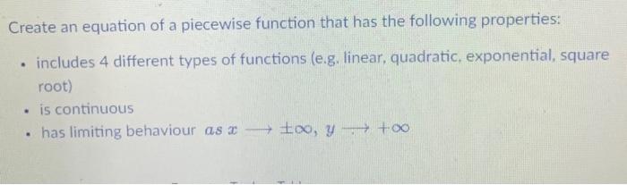 Solved Create an equation of a piecewise function that has | Chegg.com