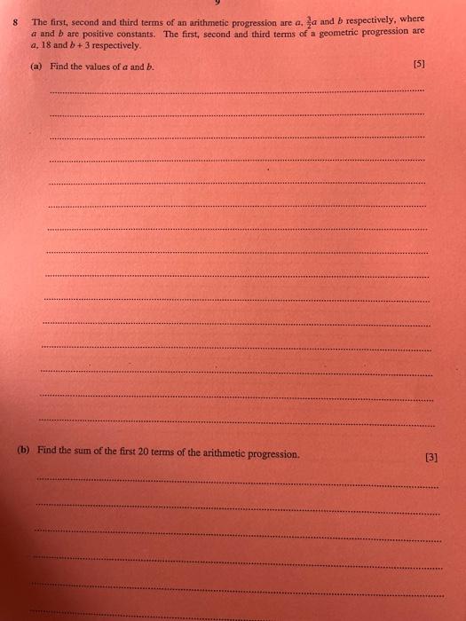 Solved 8 The first second and third terms of an arithmetic | Chegg.com