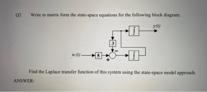 Solved Q2 Write in matrix form the state-space equations for | Chegg.com