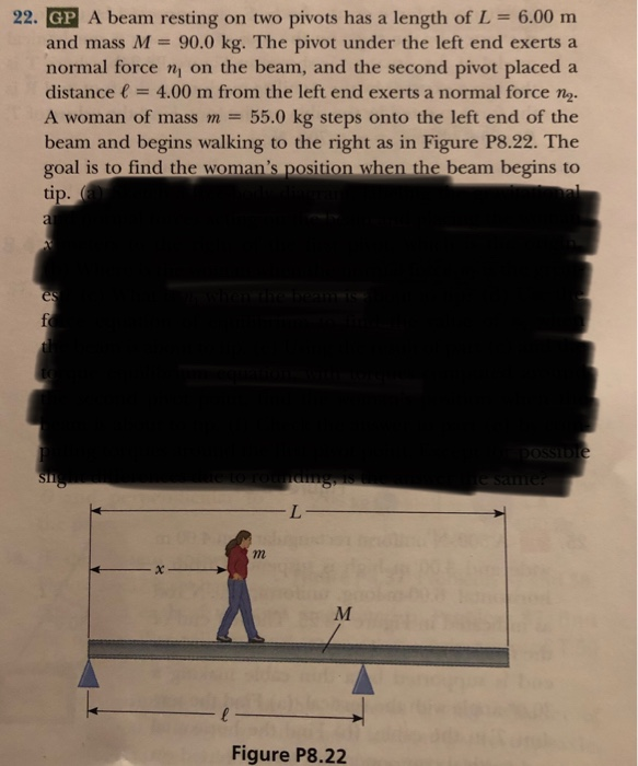 Solved 22. GP A beam resting on two pivots has a length of L | Chegg.com