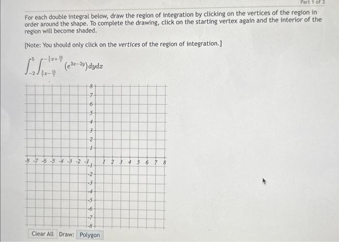 Solved For each double integral below, draw the region of | Chegg.com