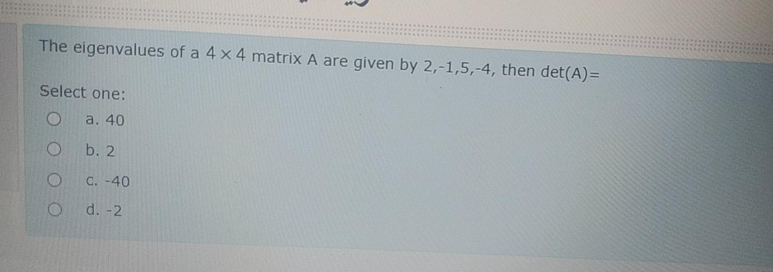 Solved The eigenvalues of a 4x4 matrix A are given by | Chegg.com