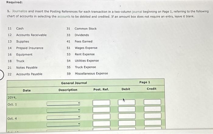 Solved 2. Post (in chronological order) the journal to a | Chegg.com