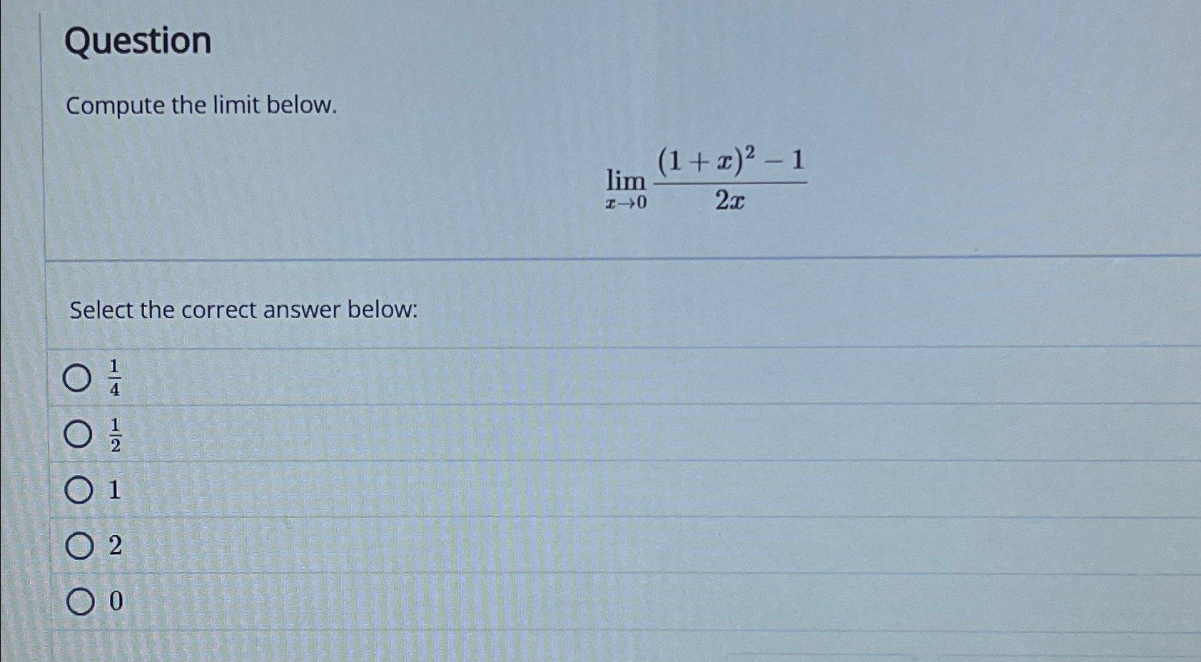 Solved QuestionCompute the limit | Chegg.com