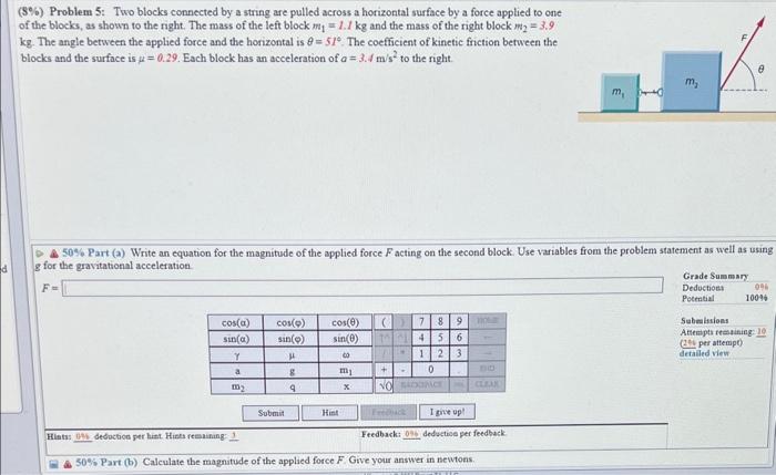 Solved (5\%) Problem 5: Two blocks connected by a string are | Chegg.com Solved (5\%) Problem 5: Two blocks connected by a string are | Chegg.com