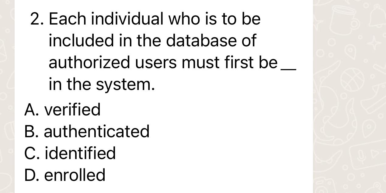 Solved Each individual who is to be included in the database | Chegg.com
