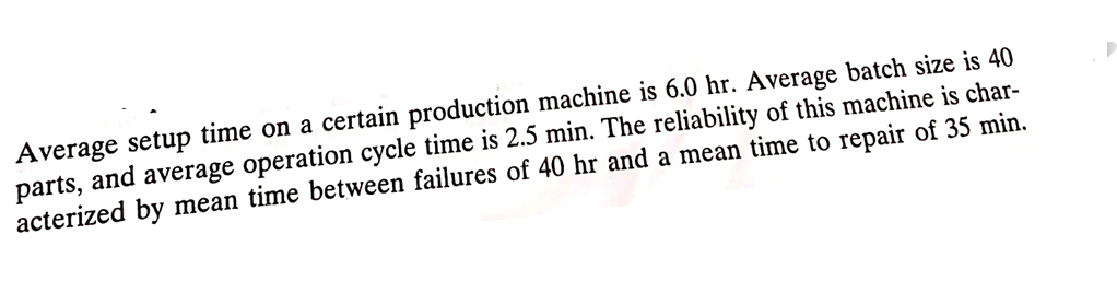 Solved Average setup time on a certain production machine is | Chegg.com