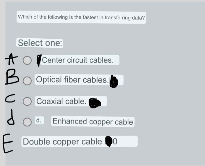 Solved Which of the following is the fastest in transferring | Chegg.com