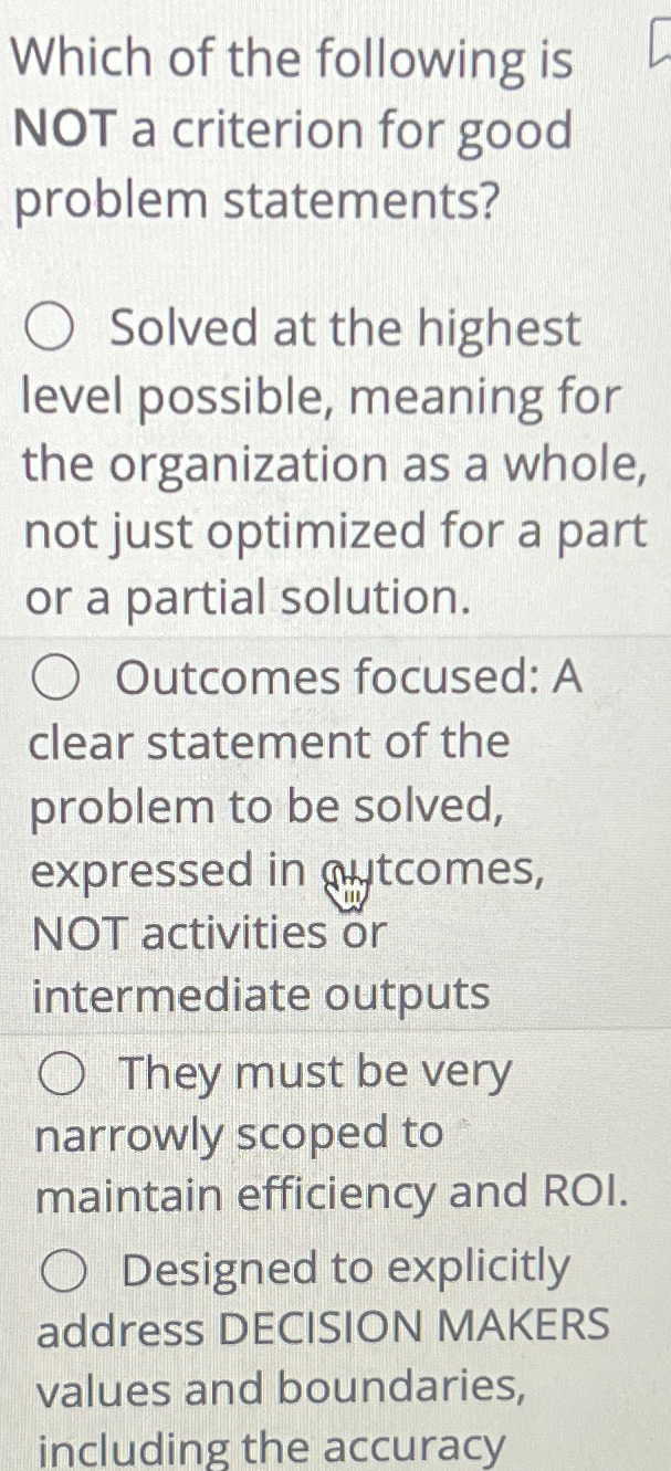 Solved Which of the following is NOT a criterion for good | Chegg.com