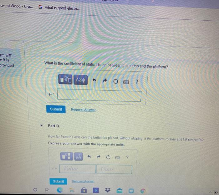 Solved Problem 6.06 A small button placed on a horizontal, | Chegg.com