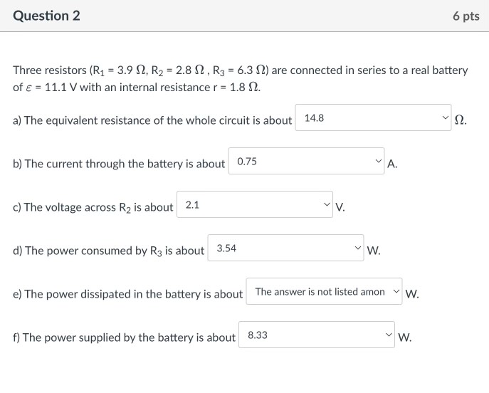 Solved Question 5Question 2Three resistors | Chegg.com