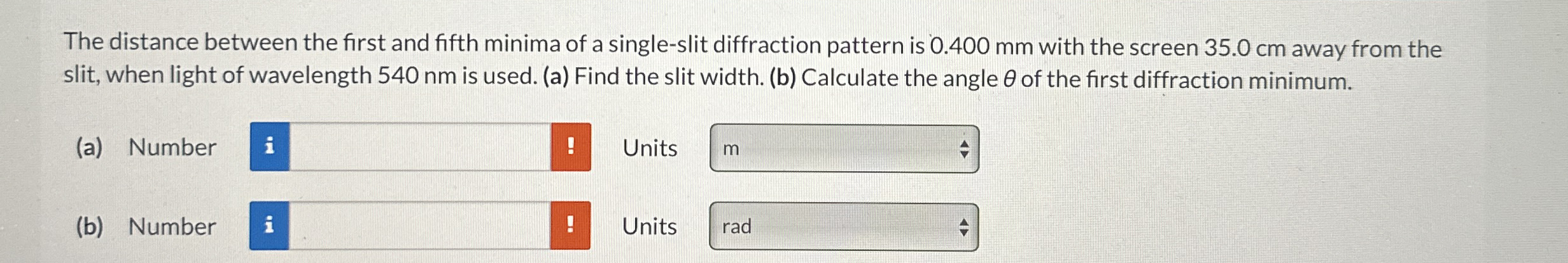 Solved The distance between the first and fifth minima of a | Chegg.com