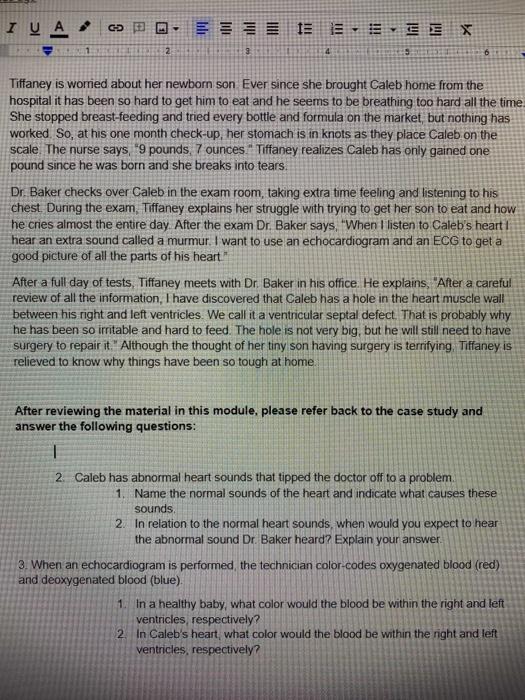 Solved IU A 1 EEEEX 2 3 4 5 6 Tiffaney is worried about her | Chegg.com