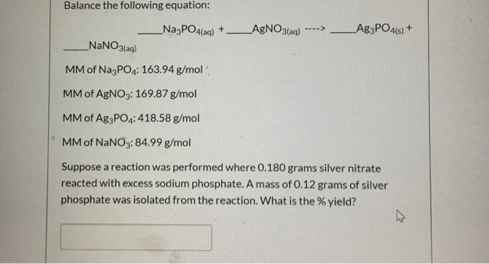 Solved Balance the following equation: _Na3PO4(aq) + | Chegg.com