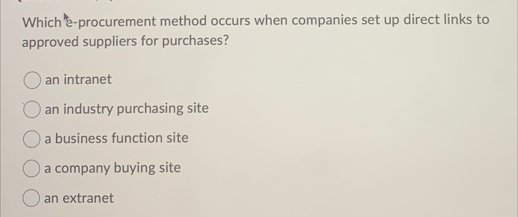 Solved Which -procurement method occurs when companies set | Chegg.com