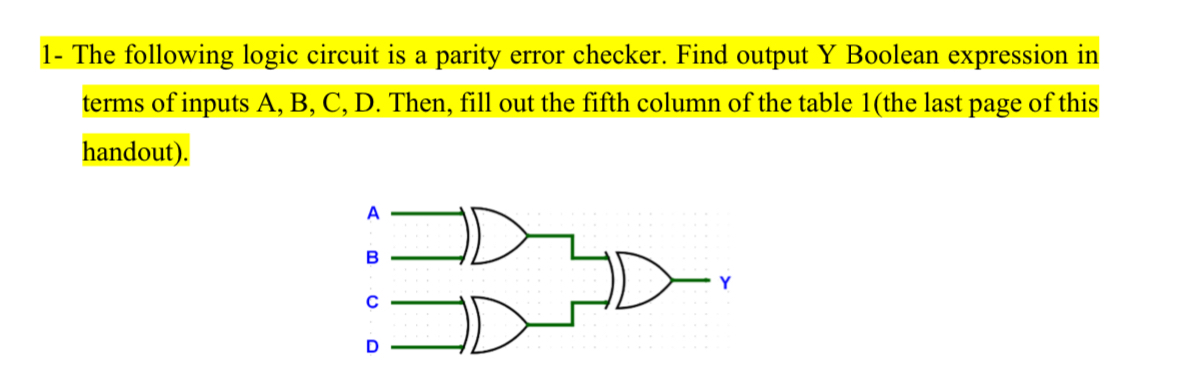 Solved 1- ﻿The following logic circuit is a parity error | Chegg.com