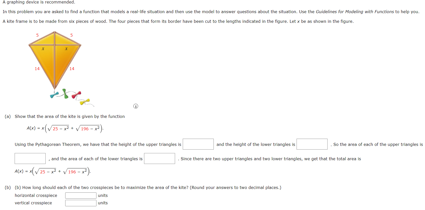 Solved A Graphing Device Is Recommended A Kite Frame Is To
