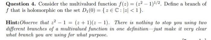 Solved Question 4. Consider the multivalued function f(x) = | Chegg.com
