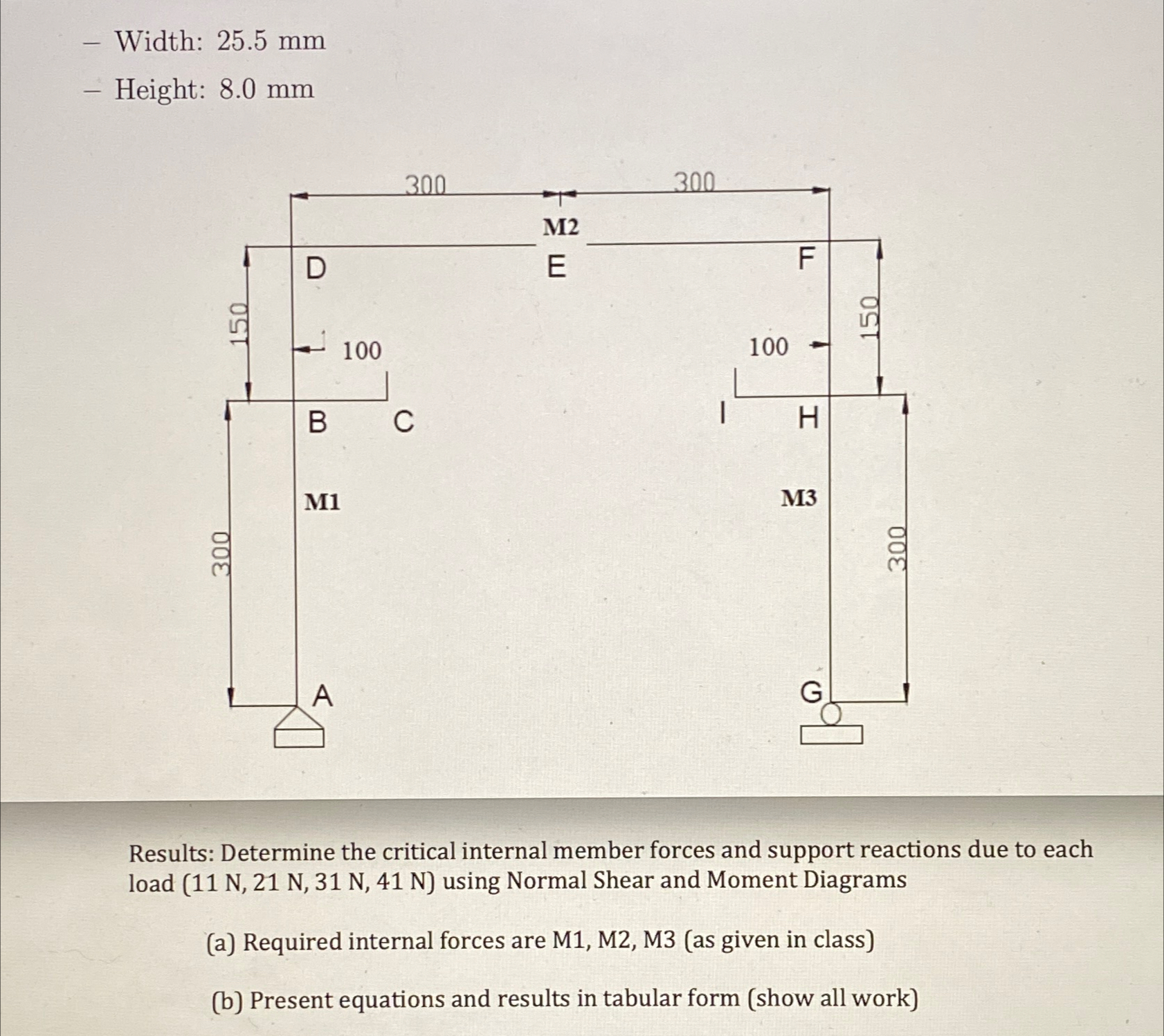 Solved Width: 25.5mmHeight: 8.0mmResults: Determine the | Chegg.com