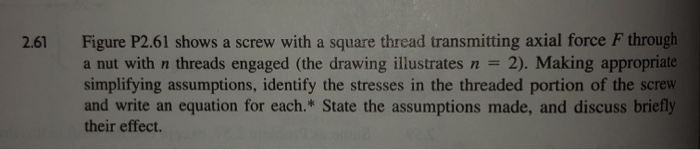 Solved 2.61 Figure P2.61 shows a screw with a square thread | Chegg.com