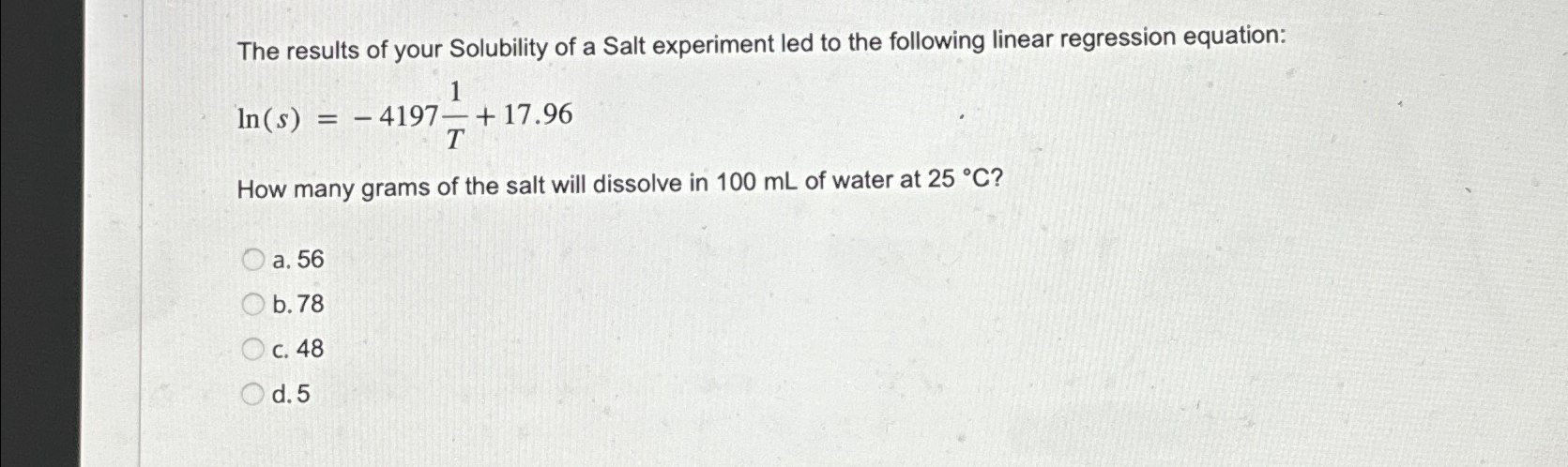 Solved The results of your Solubility of a Salt experiment | Chegg.com