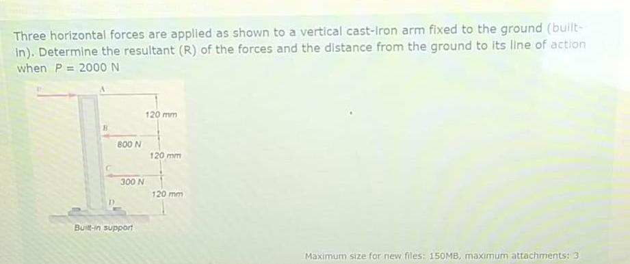 Solved Three horizontal forces are applied as shown to a | Chegg.com