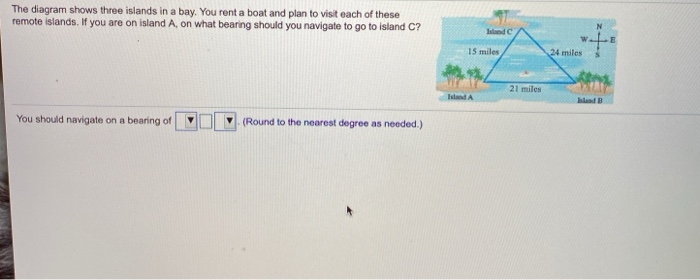 Solved The diagram shows three islands in a bay. You rent a | Chegg.com