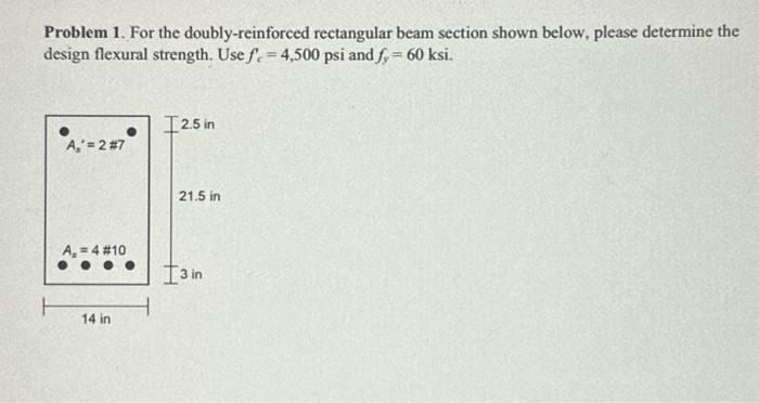 Solved Problem 1. For the doubly-reinforced rectangular beam | Chegg.com