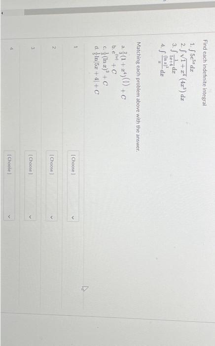Solved Find each indefinite integral 1. ∫5e5xdx 2. | Chegg.com
