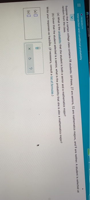 Solved My Courses - alumdu O PROBABILITY Intersection and | Chegg.com