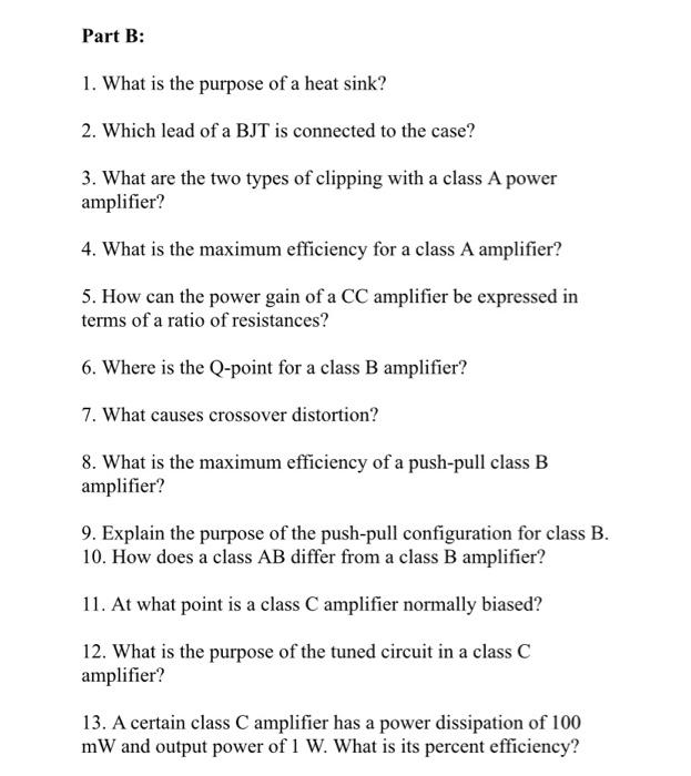 Solved Part B: 1. What is the purpose of a heat sink? 2. | Chegg.com