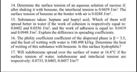 Solved Determine the surface tension of an aqueous solution | Chegg.com