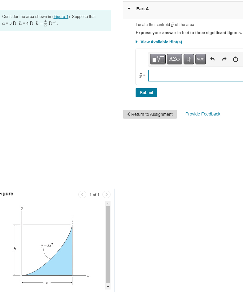 Solved Part AConsider the area shown in (Figure 1). ﻿Suppose | Chegg.com