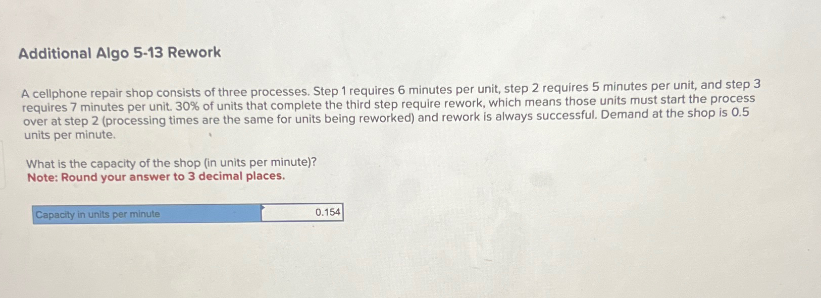 Solved Additional Algo 5-13 ﻿ReworkA cellphone repair shop | Chegg.com