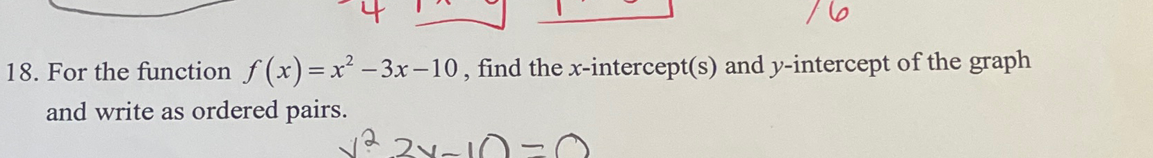 Solved For the function f(x)=x2-3x-10, ﻿find the | Chegg.com