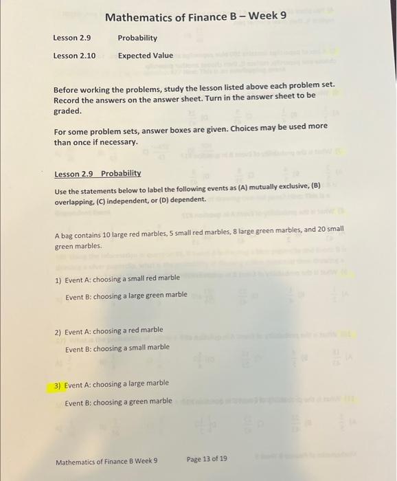 Solved Mathematics of Finance B - Week 9 Lesson 2.9 | Chegg.com