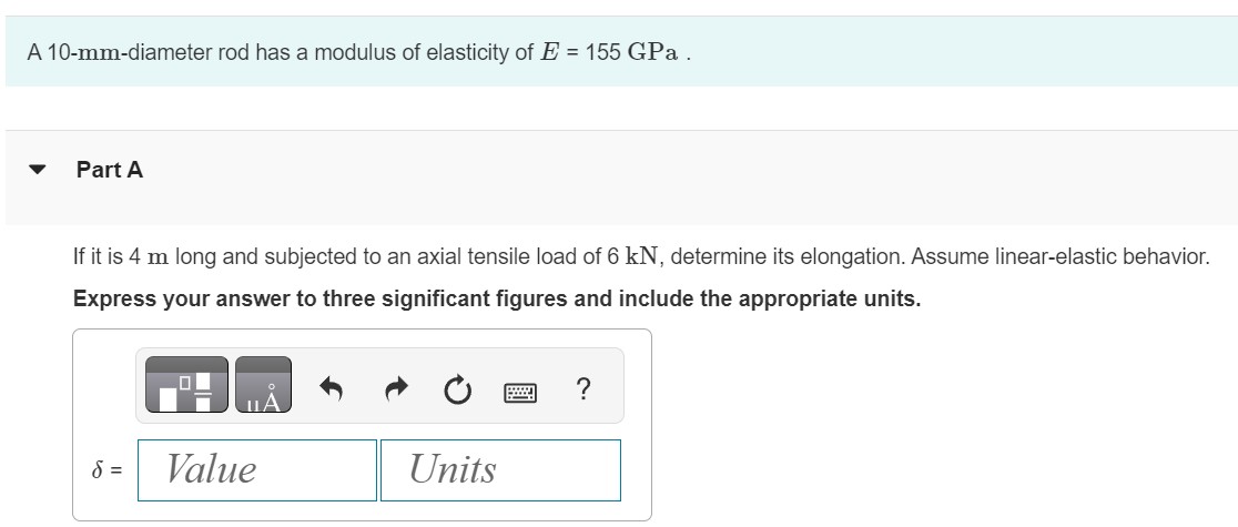 Solved A 10-mm-diameter rod has a modulus of elasticity of | Chegg.com