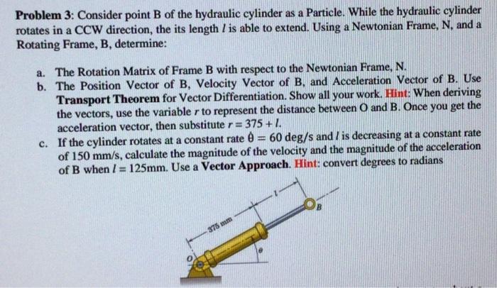 Solved Problem 3: Consider point B of the hydraulic cylinder | Chegg.com
