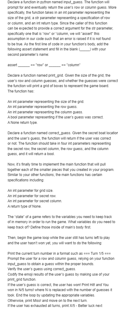 Solved Declare A Function In Python Named Inputguess The 