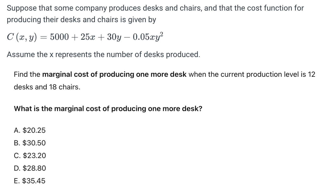 Solved Suppose that some company produces desks and chairs, | Chegg.com