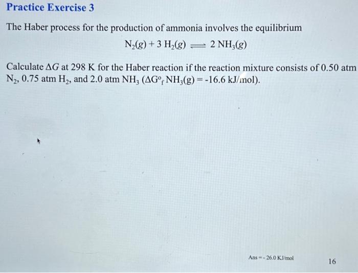 Solved The Haber process for the production of ammonia | Chegg.com